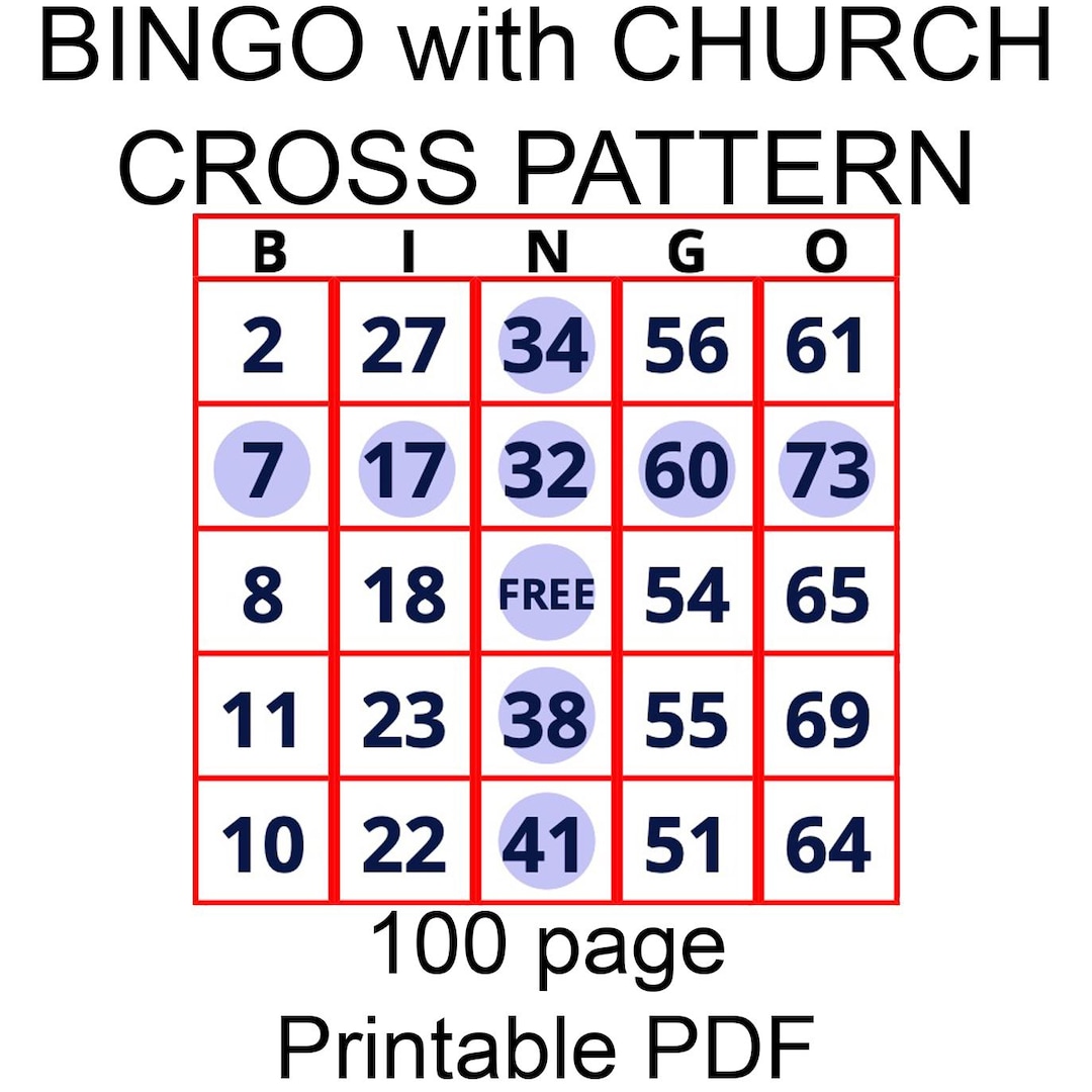 Church Cross Bingo Sheets: Large Print for Seniors (100-page PDF) - Etsy
