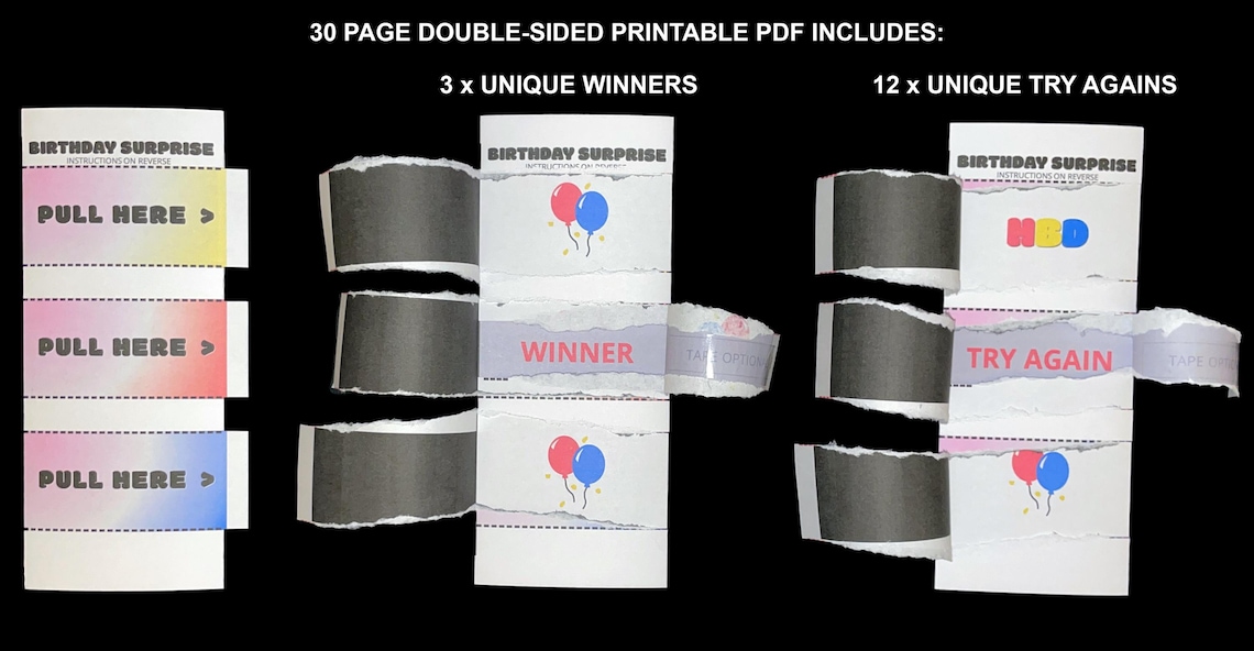 Birthday Surprise Pull Tabs – Birthday Party Raffle Game | Bingo-style ...