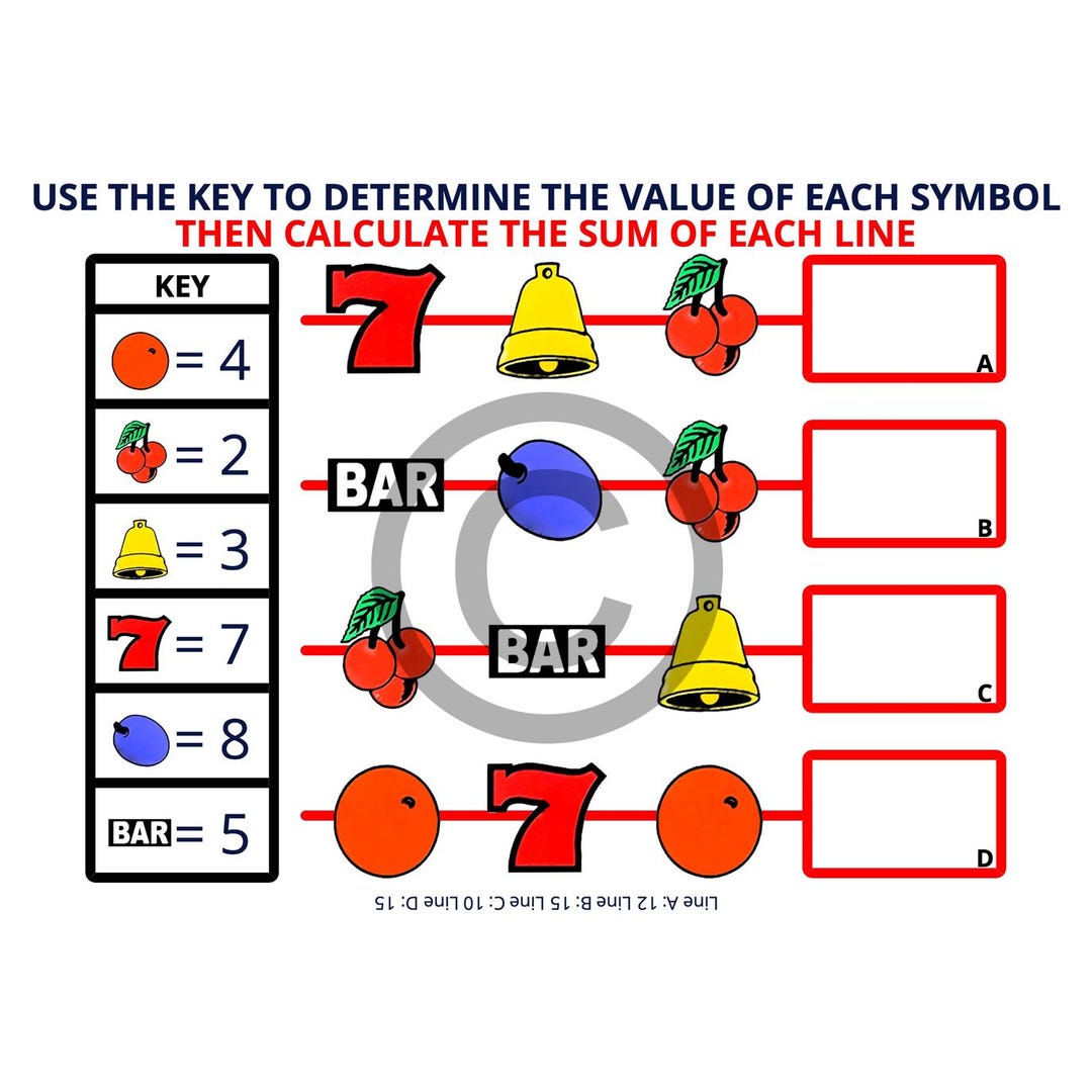Casino Slot Count Worksheet: Brain Exercise for Seniors (50-page PDF ...
