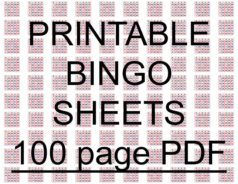 Large Text Bingo Sheets: 100-page Printable PDF for Seniors - Etsy