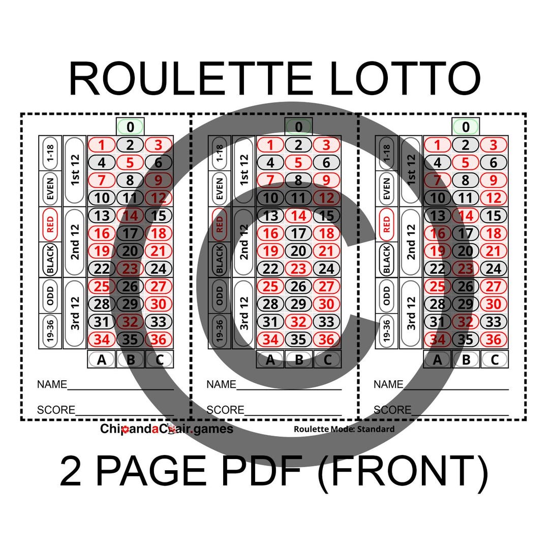2 Page Double-sided Printable PDF Roulette Lotto Sheet! Perfect for ...