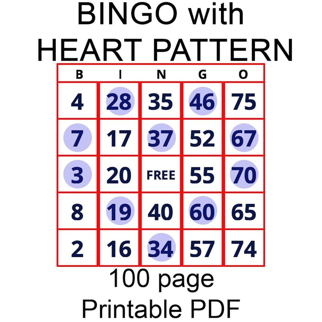 Large Print Bingo Sheets: Heart Pattern, 100-page PDF (printable Activities for Seniors - Etsy