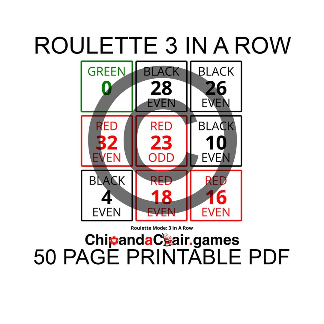 Roulette 3 in A Row Printable Game: 50-page PDF for Seniors - Etsy