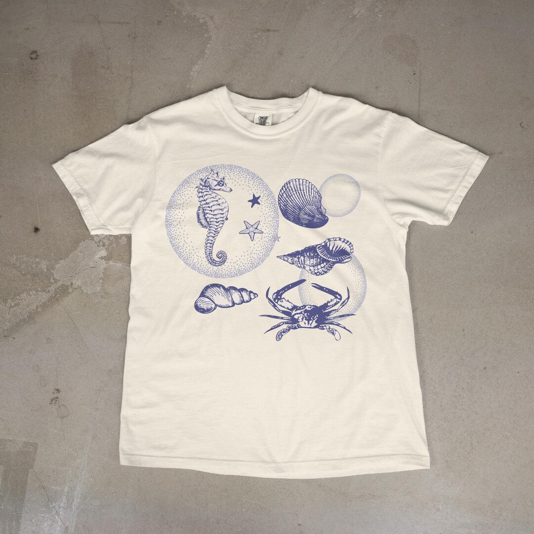 Ocean Animals T-shirt, Sea Creatures Graphic Tee, Marine Life Design ...
