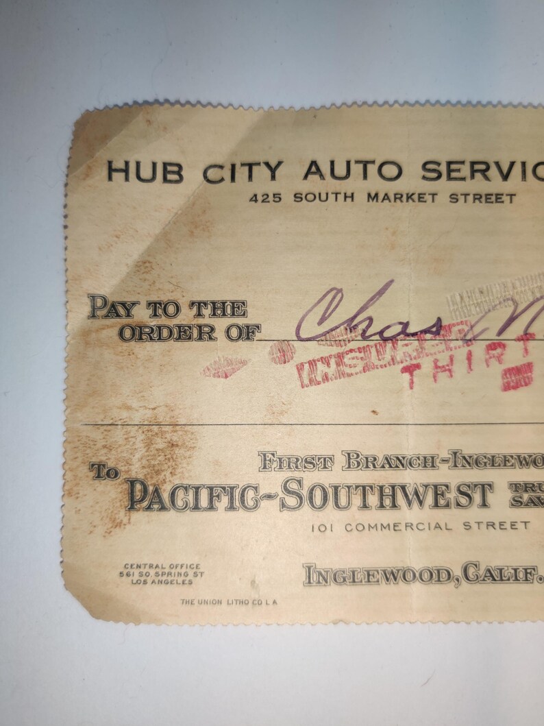 Two Vintage 1920's and 1930's Checks - Etsy