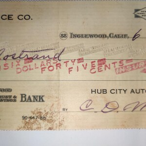 Two Vintage 1920's and 1930's Checks - Etsy
