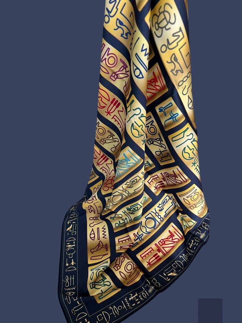 Egyptian Ornament Scarf – Ancient Egypt Inspired Pattern Shawl ...