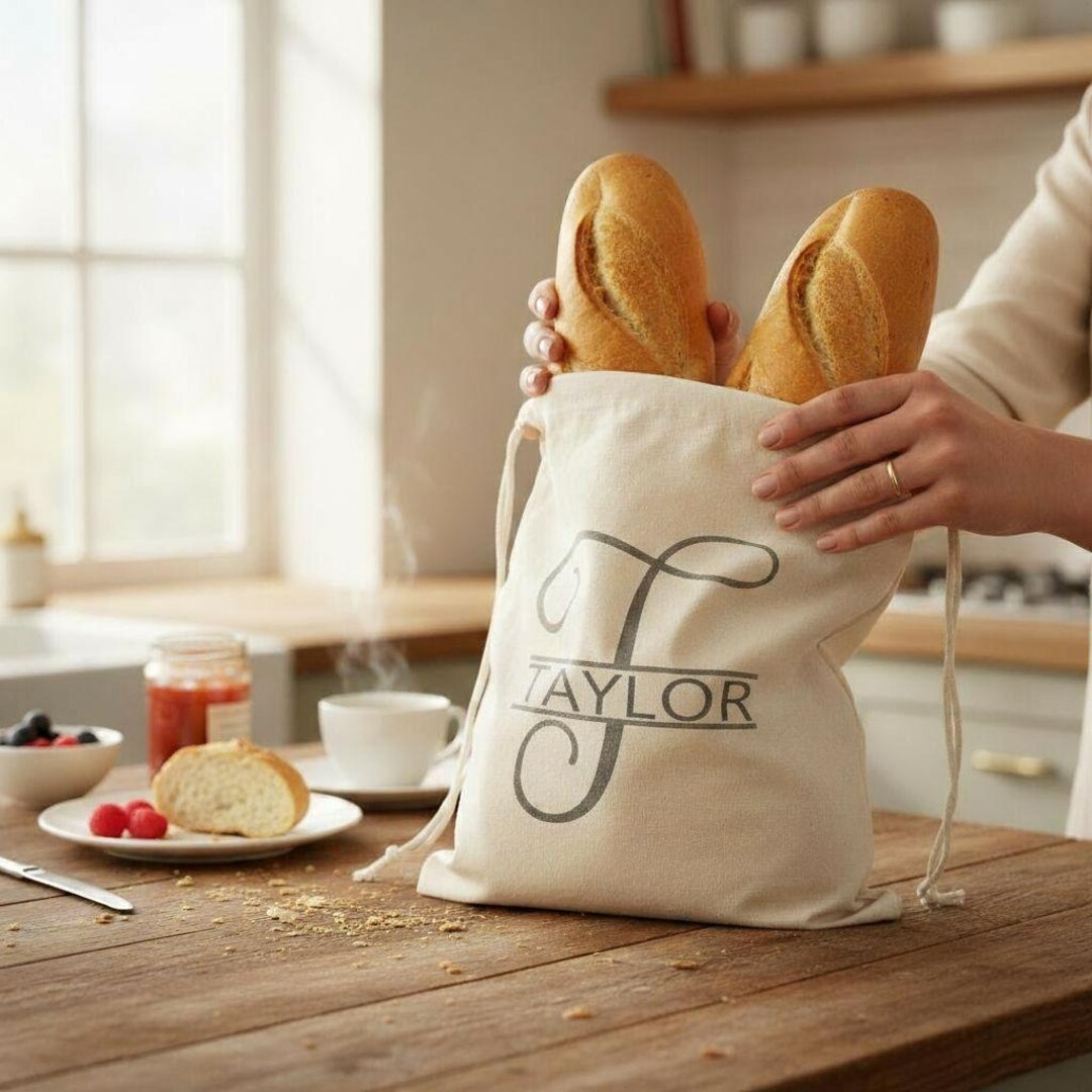 Reusable Bread Bag, Personalized Monogram Bread Bag, Food Storage Bag ...