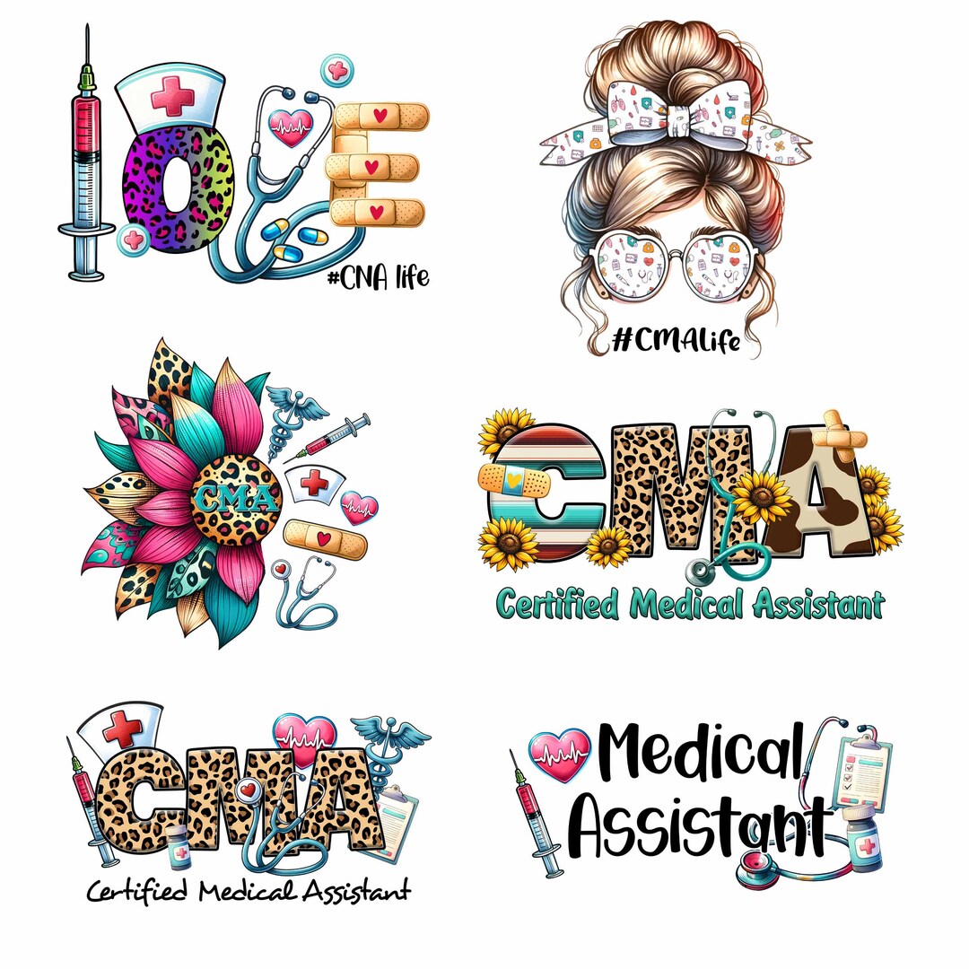 CNA PNG Bundle Medical Assistant Clipart | Nurse Coquette Sublimation ...