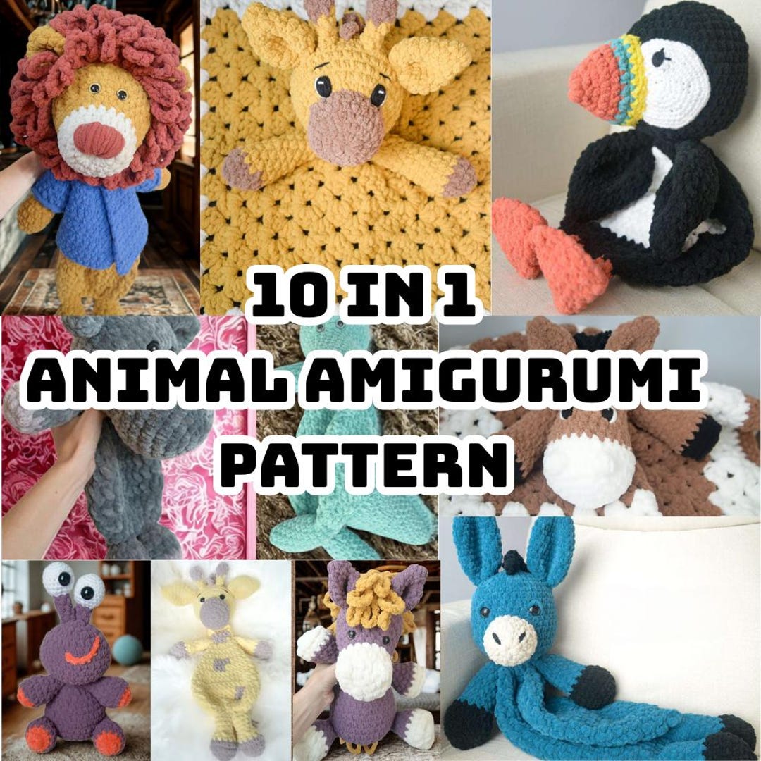 10 in 1 Animal Amigurumi Crochet Pattern PDF - Lion, Giraffe, Hippo ...