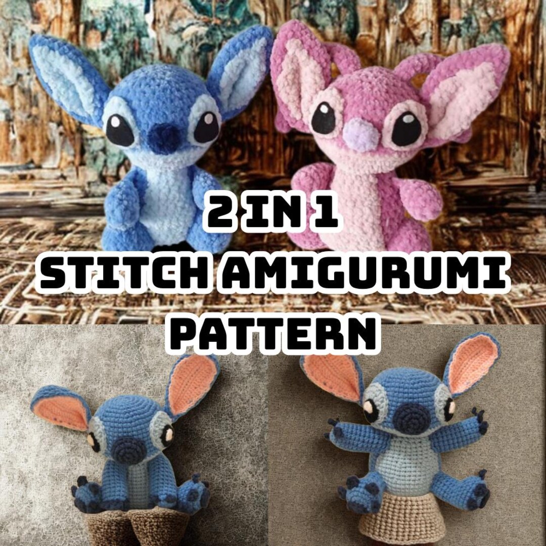 2 in 1 Amigurumi Stitch Crochet Pattern – Cute & Lovely Blue and Pink ...
