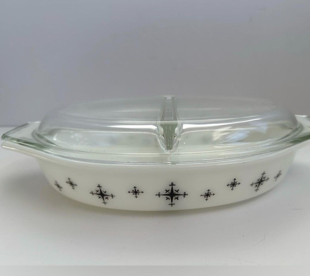 Vintage 1959 Pyrex Split Casserole Dish & Lid - Etsy