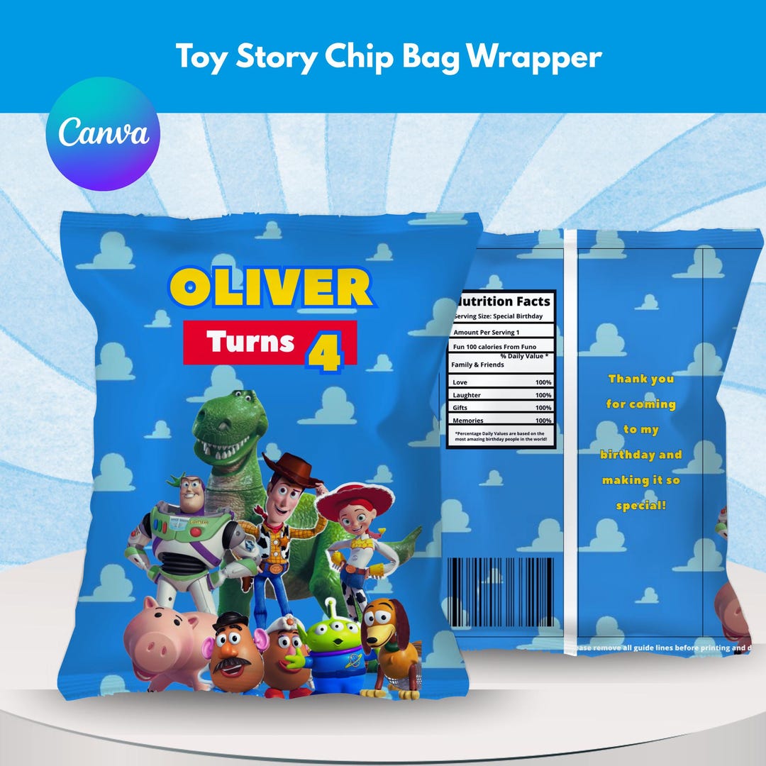 Toy Story Chip Bag Wrapper – Editable Snack Bag Label – Toy Story ...