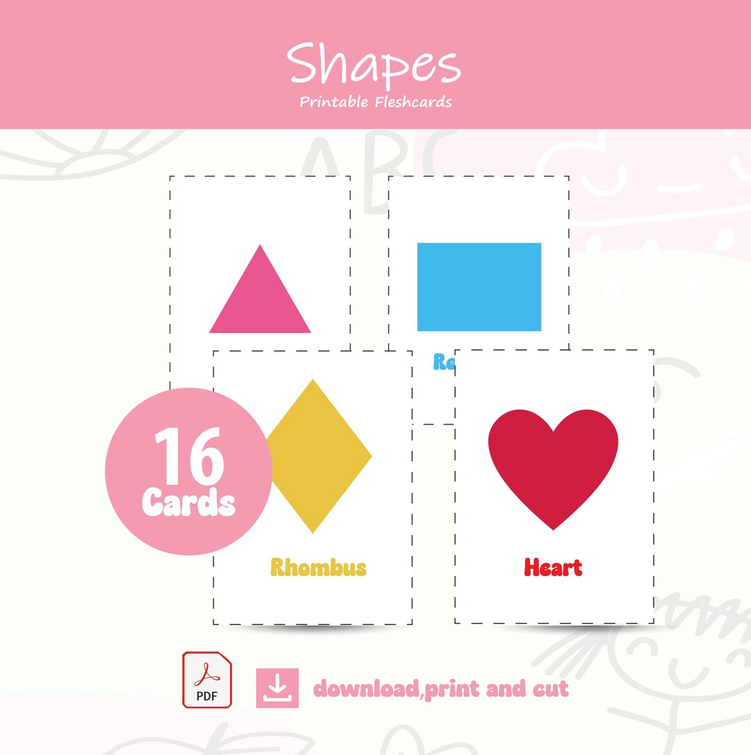 Printable Shapes Flashcards for Kids |16 Basic Shapes Learning Cards ...