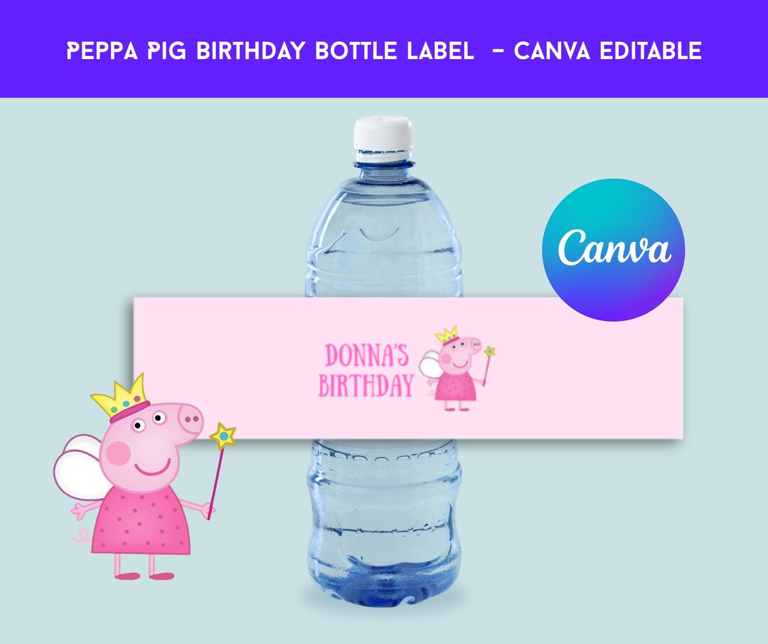 Peppa Pig Birthday Bottle Label – Printable Party Decor – Digital ...