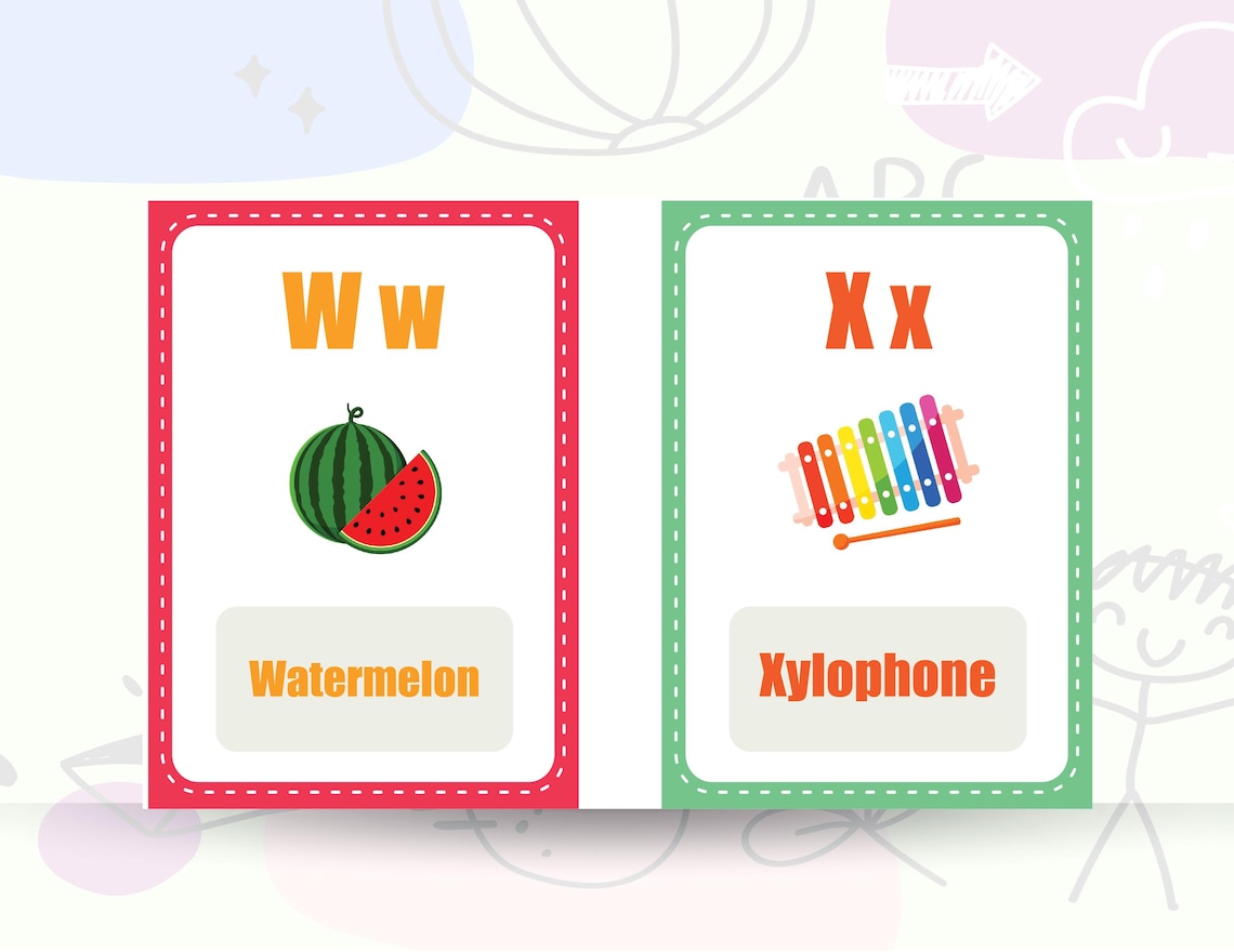 Alphabet Flashcards for Kids Printable | A-Z Letters With Pictures ...