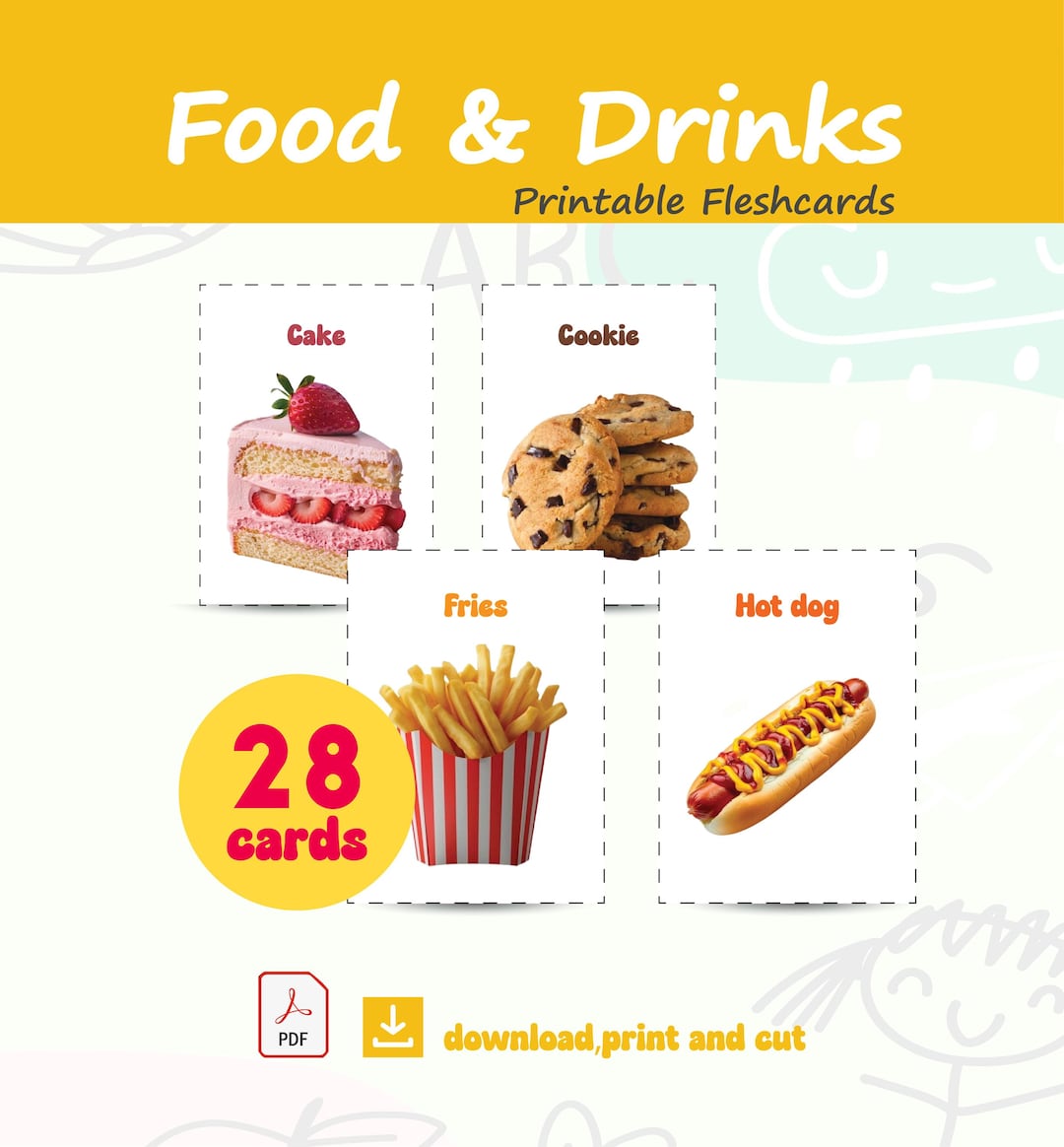 28 Food & Drinks Flashcards - Real Pictures,toddler Cards,flashcards ...