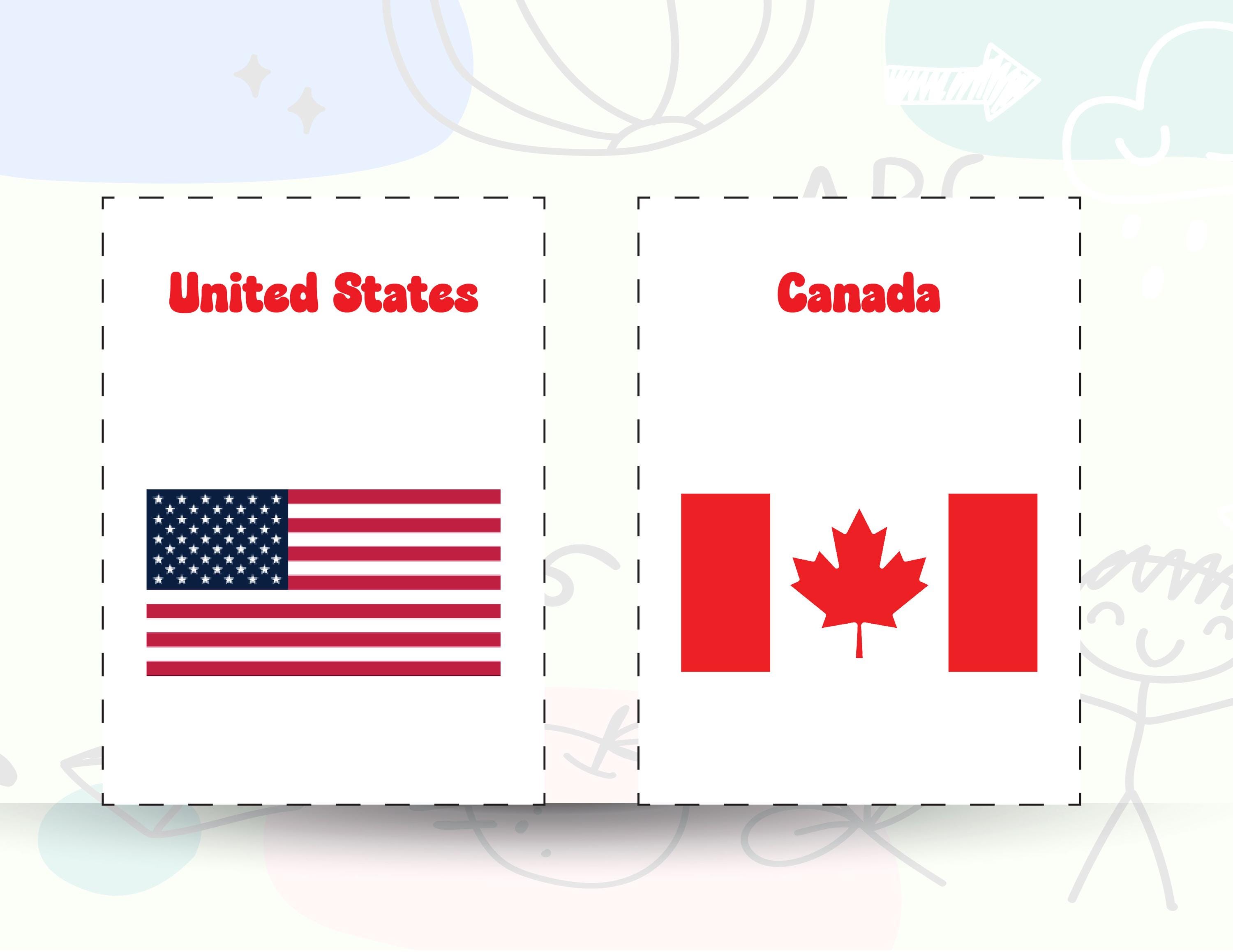 World Country Flags | 60 Countries Flashcards | Montessori Learning ...