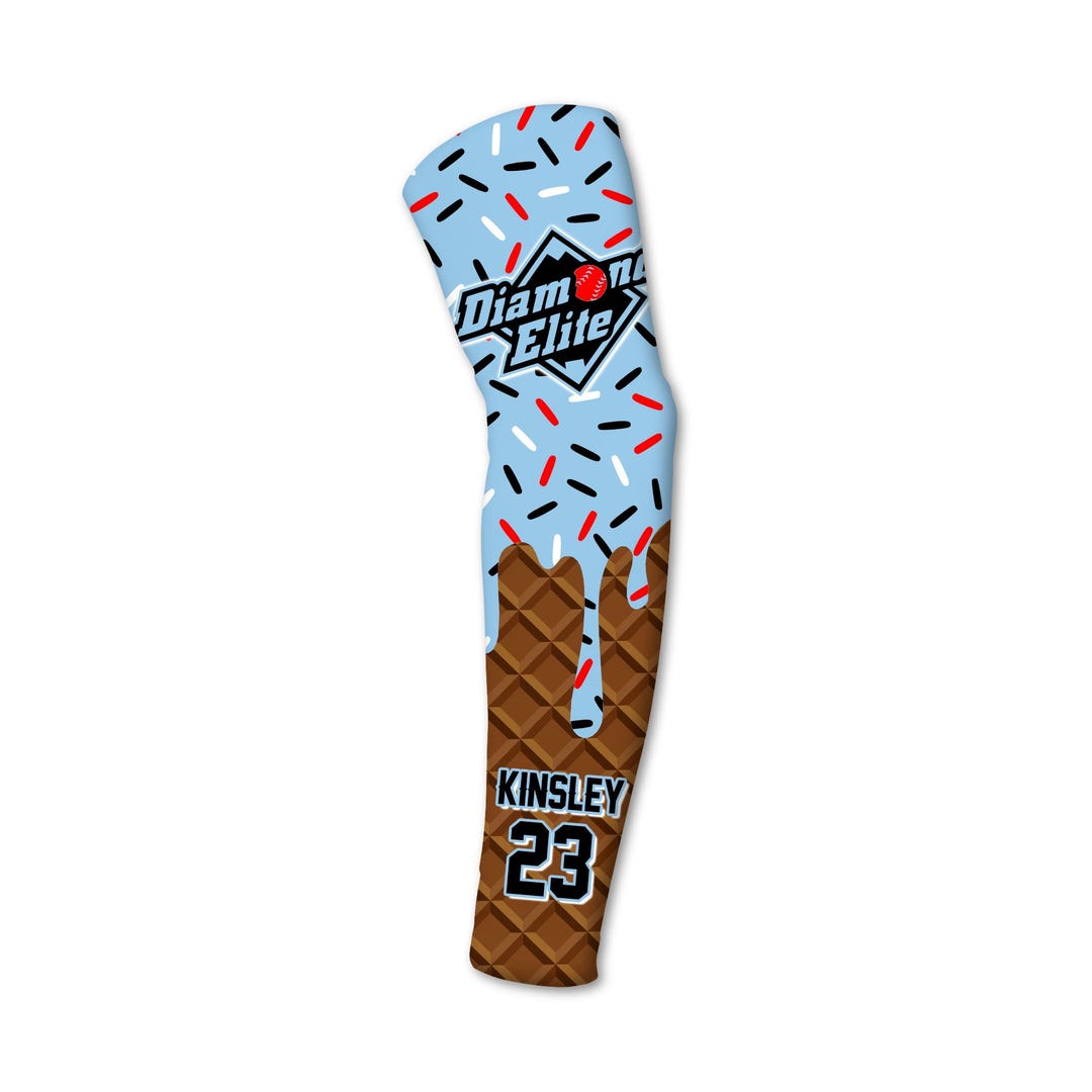 Custom Ice Cream Sprinkle Drip Arm Sleeve Paint Swag Baseball Softball ...