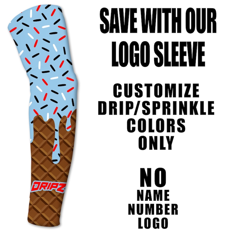 Custom Ice Cream Sprinkle Drip Arm Sleeve Paint Swag Baseball Softball ...