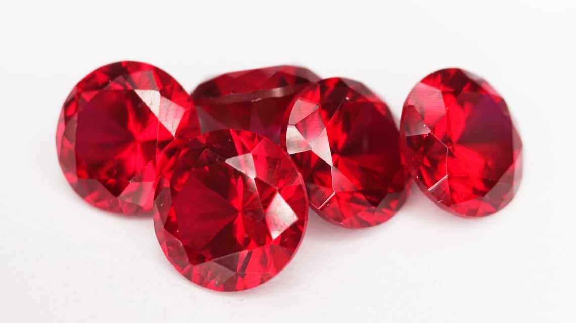 Round Faceted Lab Created Red Ruby (synthetic Corundum, 10 Piece ...