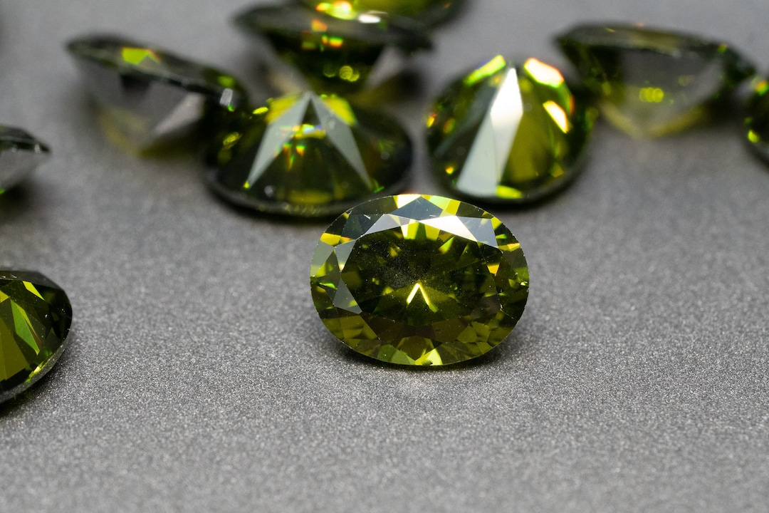 Oval Faceted Peridot CZ - (peridot Cubic Zirconia) Various Sizes (1 ...