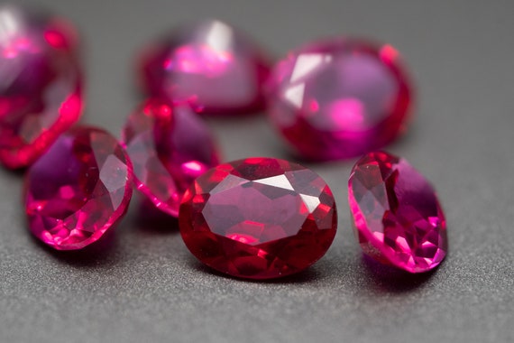 Oval Faceted Lab Created Ruby red Synthetic Corundum - Etsy India