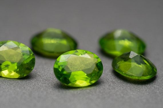 Oval Faceted Peridot glass Various Sizes 1 Piece | Etsy