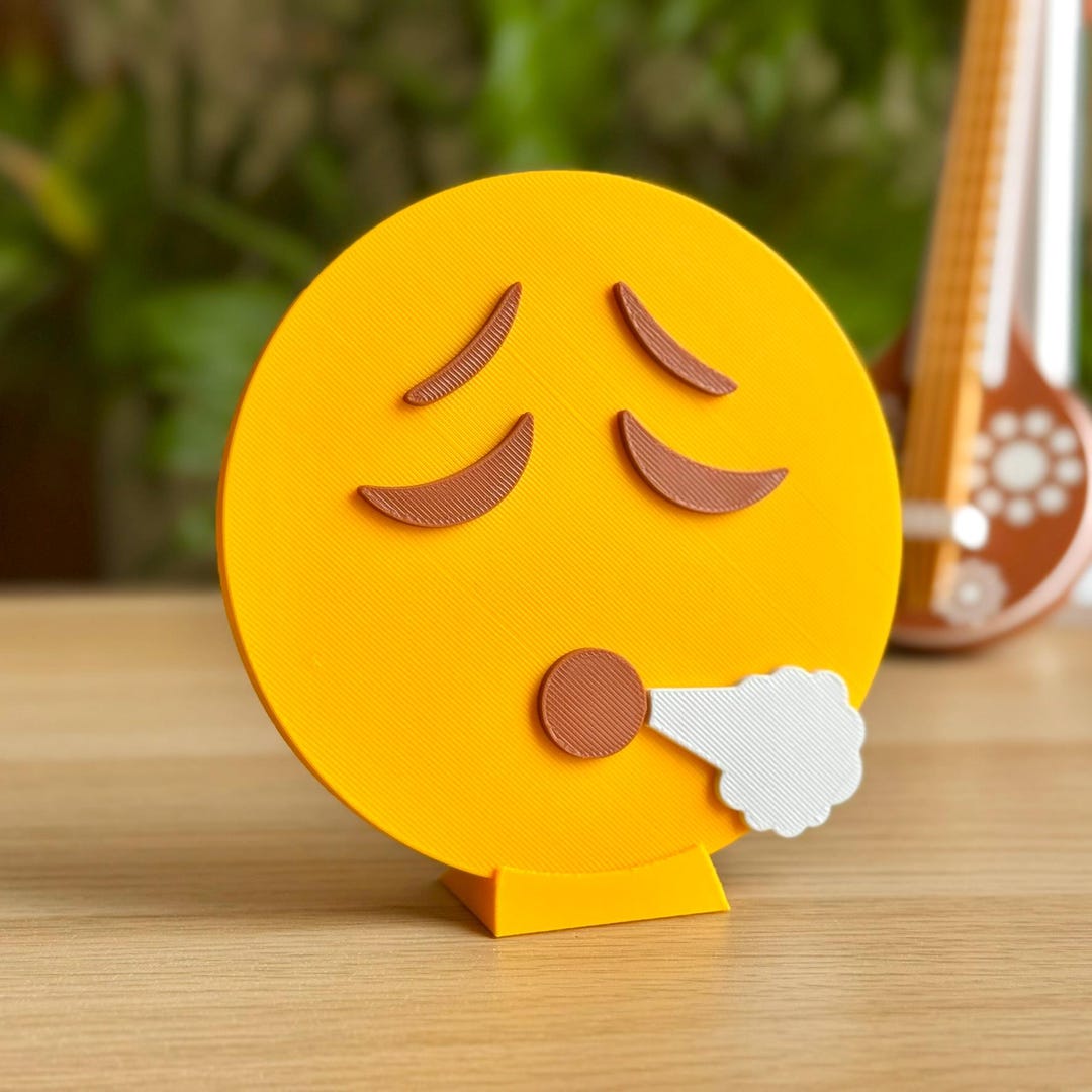 Face Exhaling Emoji | Real Life Emoji Figurine | Fun Desk Decor | Cute ...