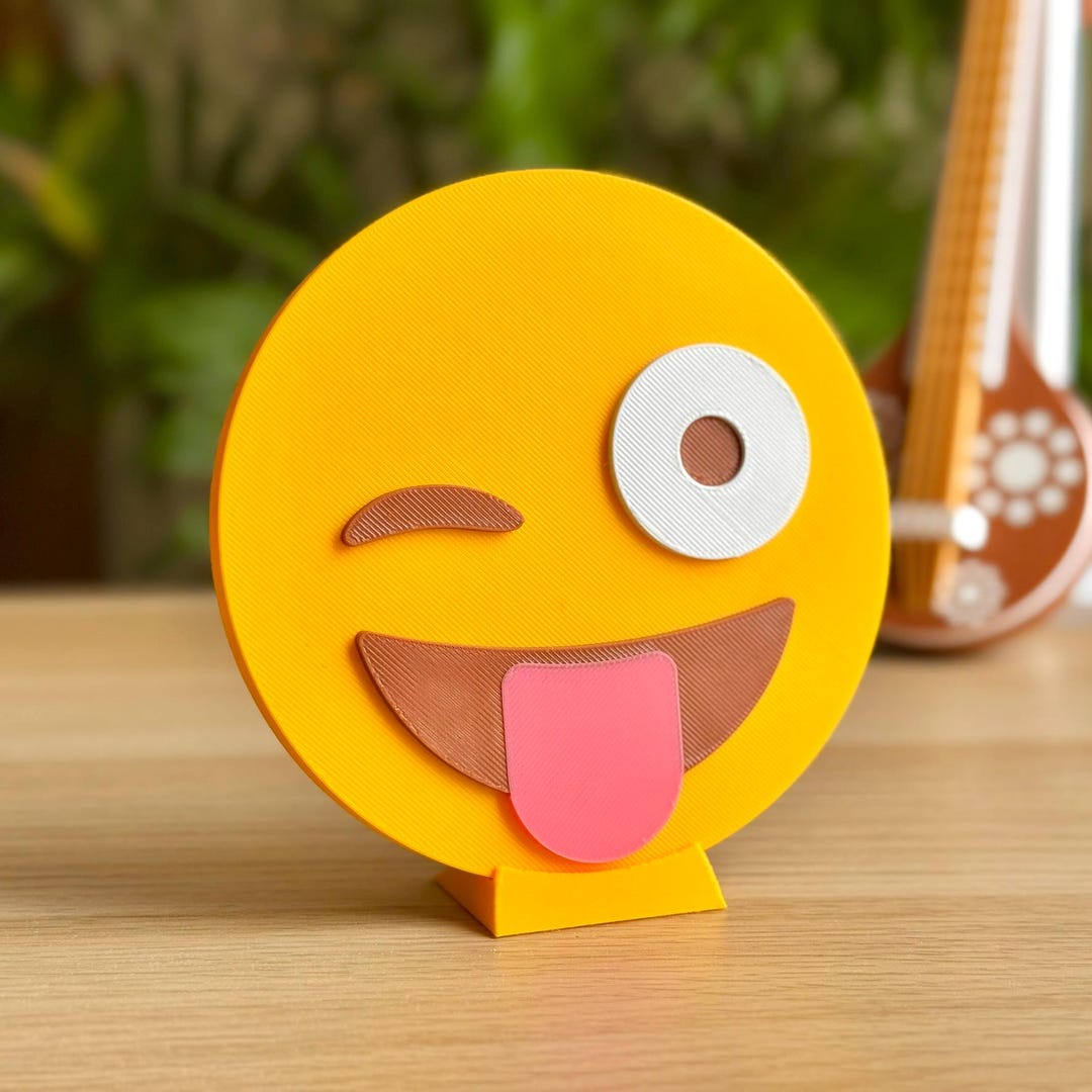 Winking Face With Tongue Emoji | Real Life Emoji Figurine | Fun Desk ...