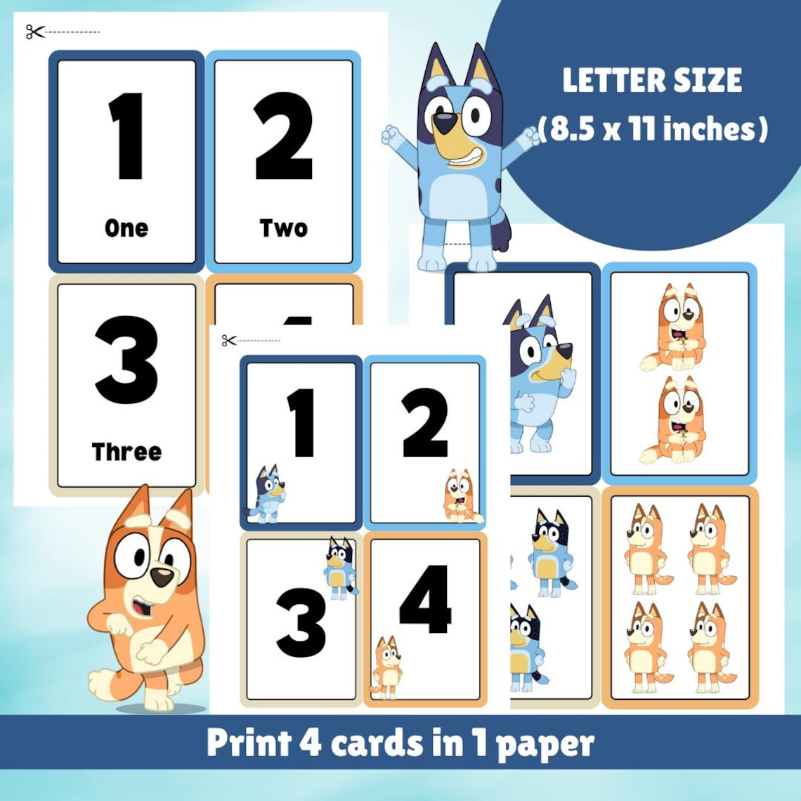 Bluey Number Flashcards | Bluey Counting 1-20 | 20 Numbers Flashcards ...