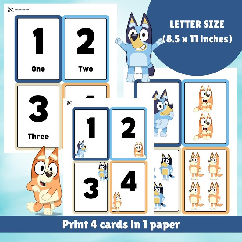 Bluey Number Flashcards | Bluey Counting 1-20 | 20 Numbers Flashcards ...