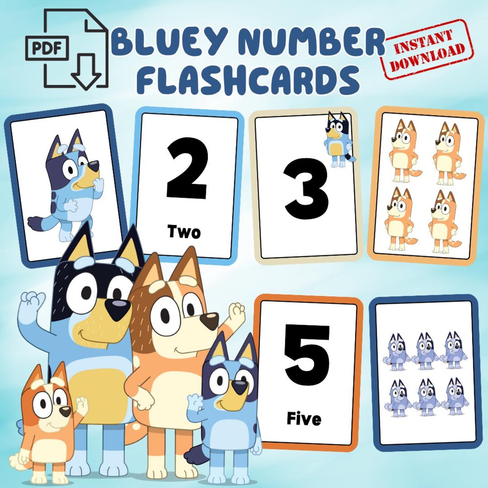 Bluey Number Flashcards | Bluey Counting 1-20 | 20 Numbers Flashcards ...