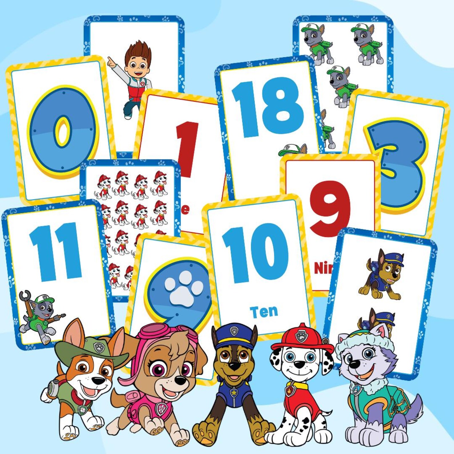 Paw Patrol Number Flashcards | Paw Patrol Counting | 20 Numbers ...