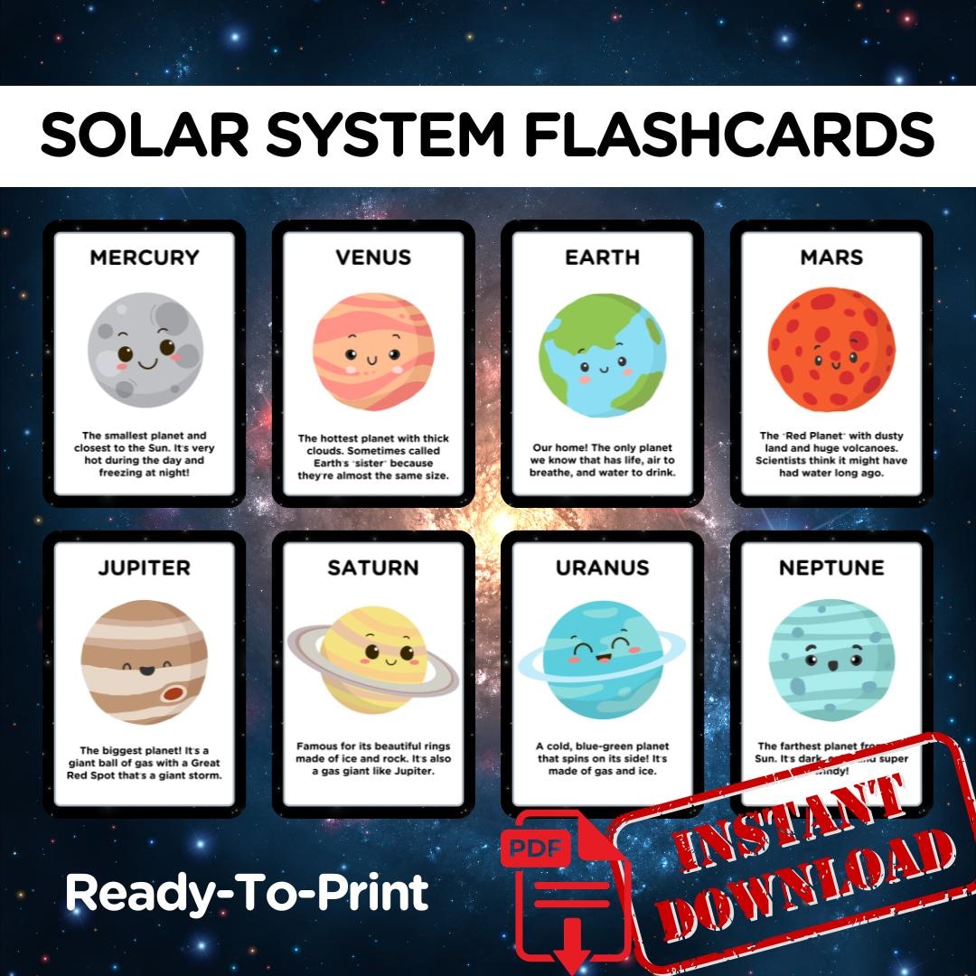 Solar System Flashcards | Planets | Moon Phases | Homeschool Printables ...