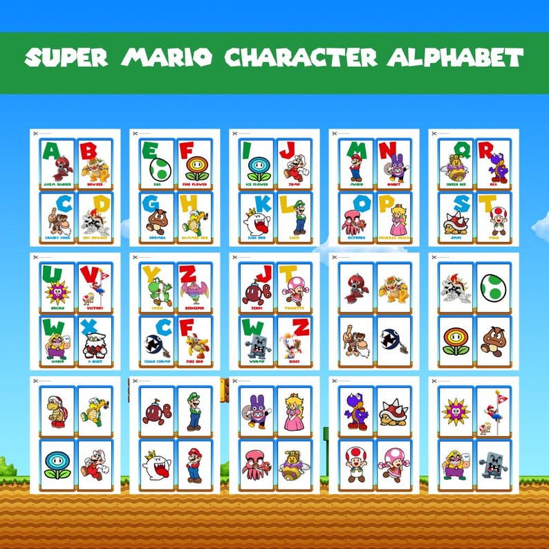 Super Mario Alphabet Flashcards | Super Mario Alphabet | Super Mario ...