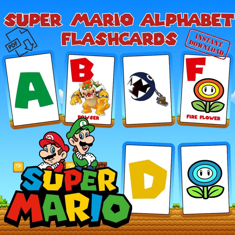 Super Mario Alphabet Flashcards | Super Mario Alphabet | Super Mario ...