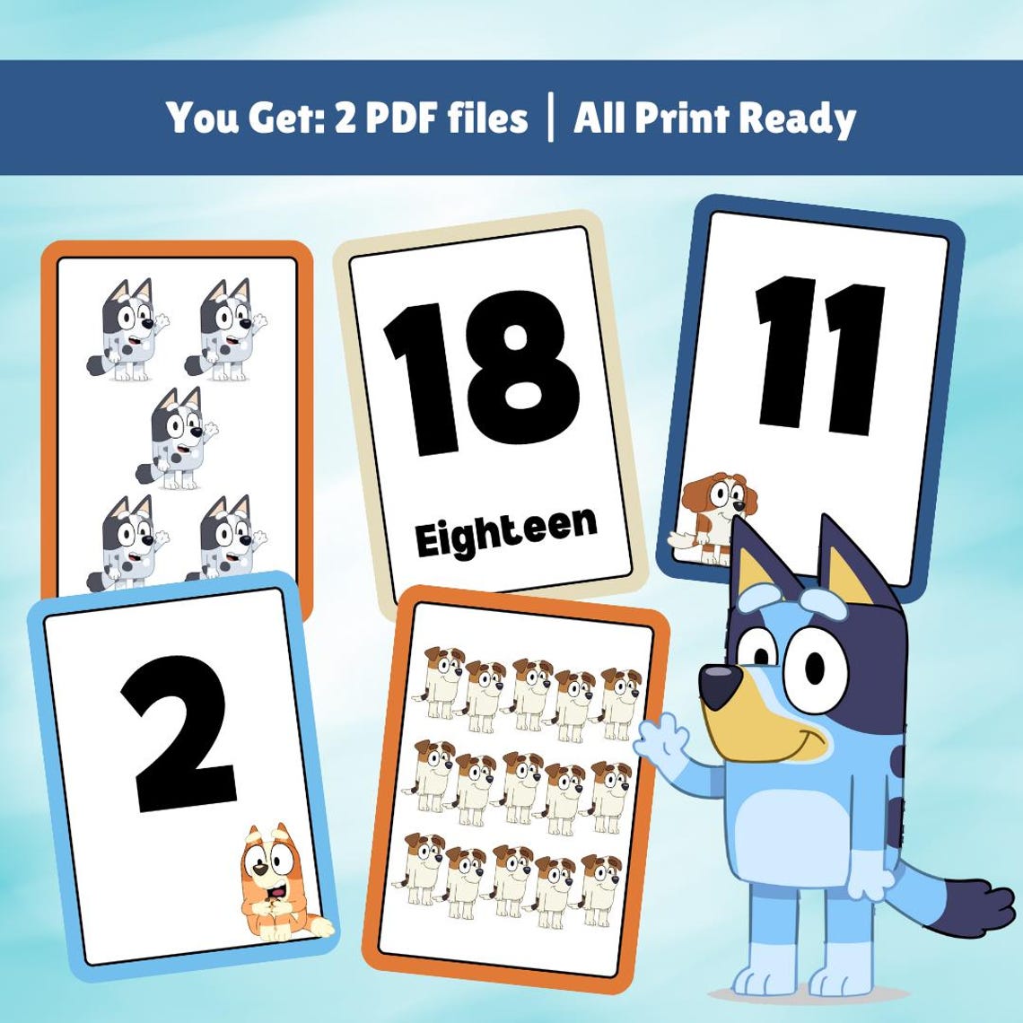 Bluey Number Flashcards | Bluey Counting 1-20 | 20 Numbers Flashcards ...