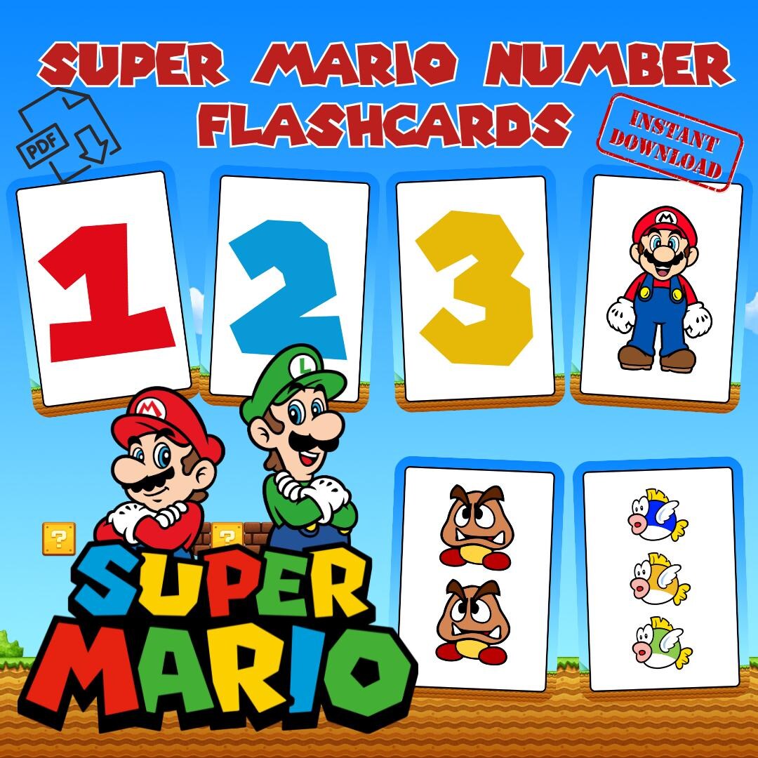Super Mario Number Flashcards | Super Mario Counting 0-10 | 10 Numbers ...