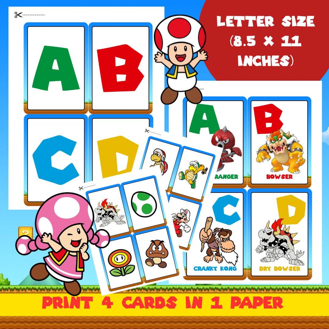 Super Mario Alphabet Flashcards | Super Mario Alphabet | Super Mario ...