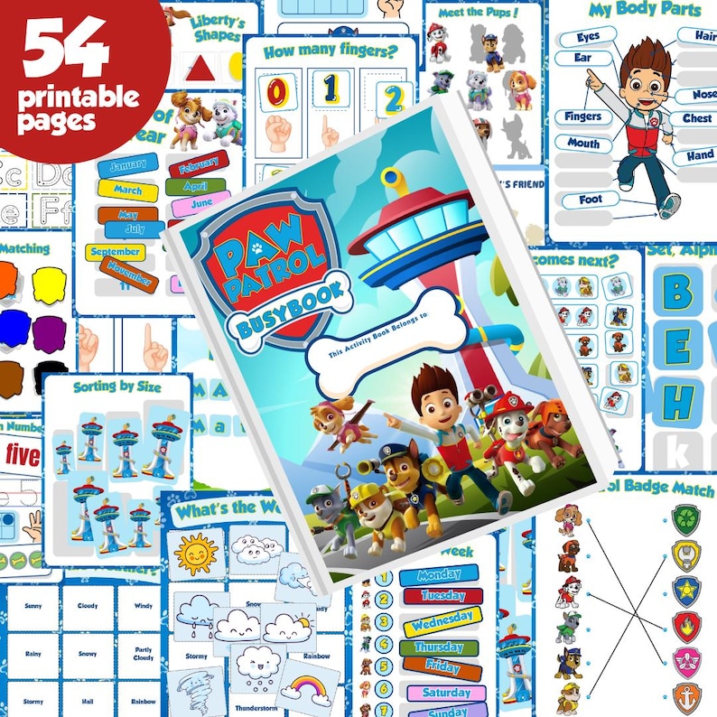 Paw Patrol Busy Book | Paw Patrol Activity Book | Paw Patrol Printables ...
