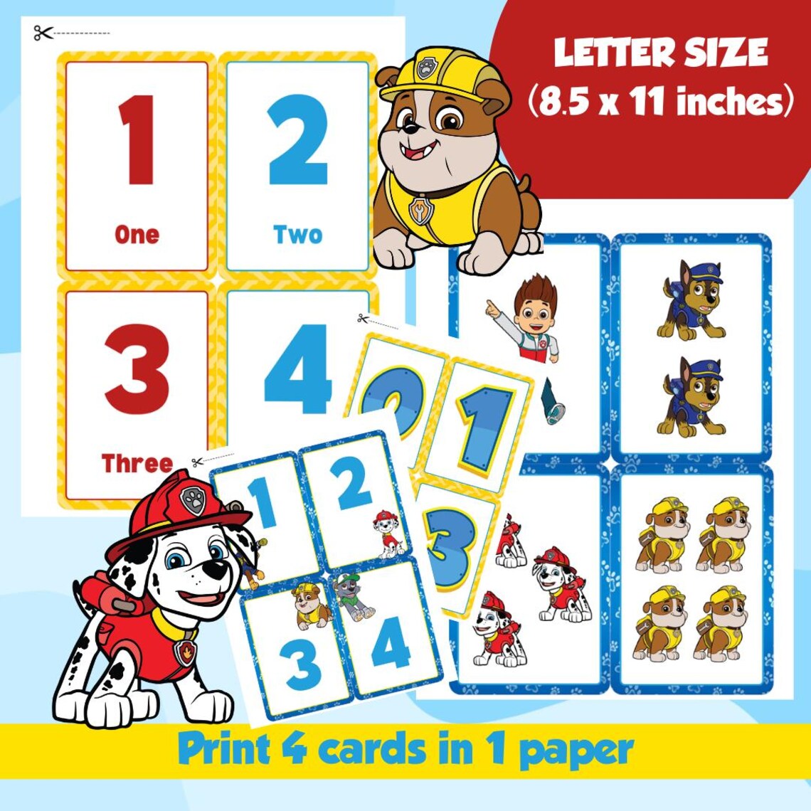 Paw Patrol Number Flashcards | Paw Patrol Counting | 20 Numbers ...