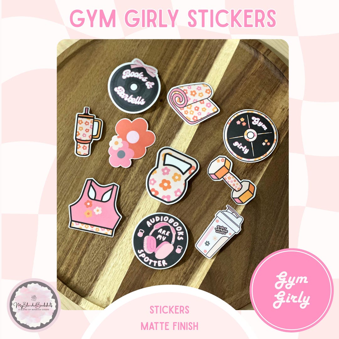 Gym Girly Matte Stickers | Fitness Decals | Myblendedbookshelf - Etsy