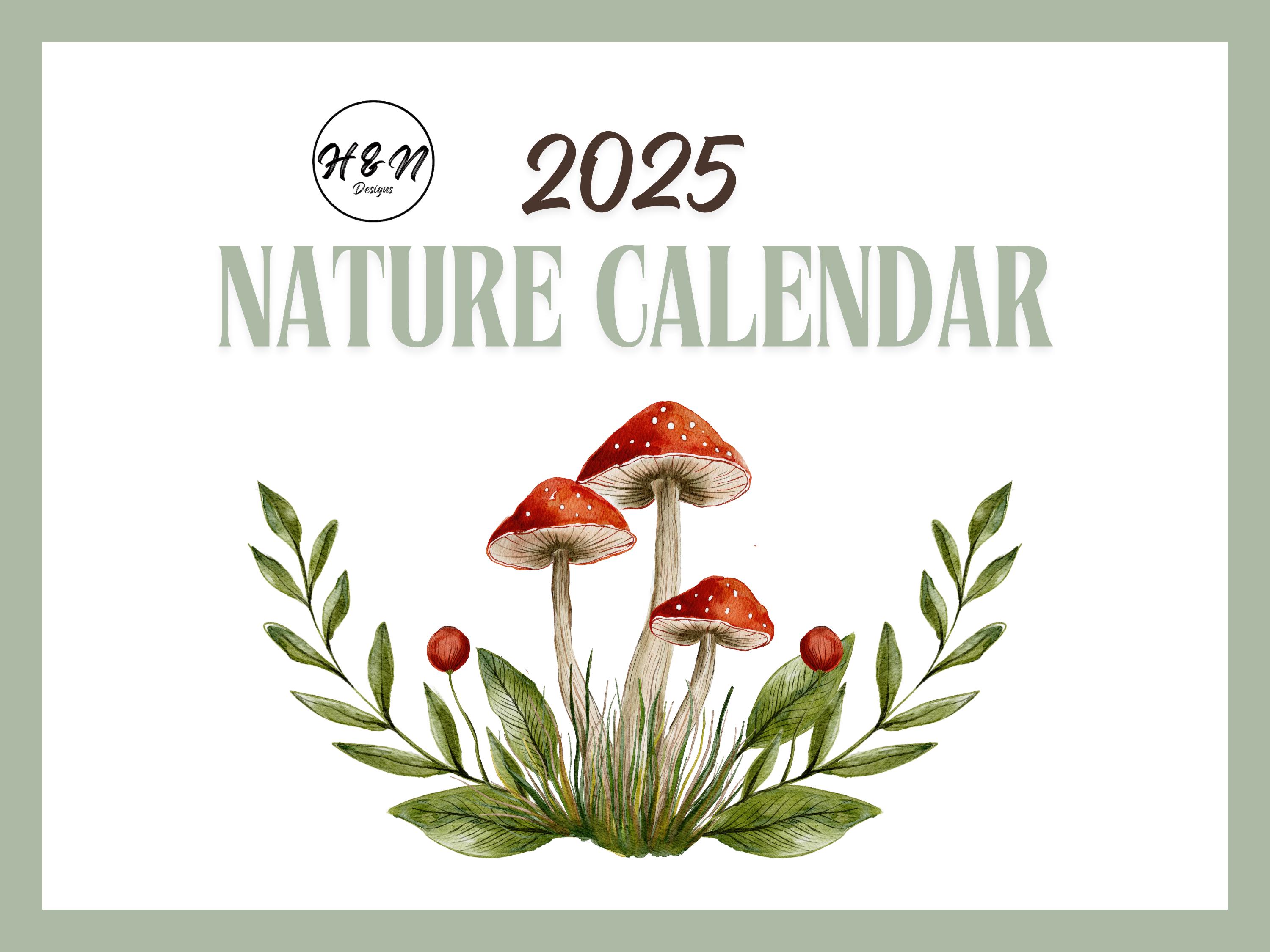 2025 Nature Calendar | Cute Nature Calendar | Cottagecore Calendar ...