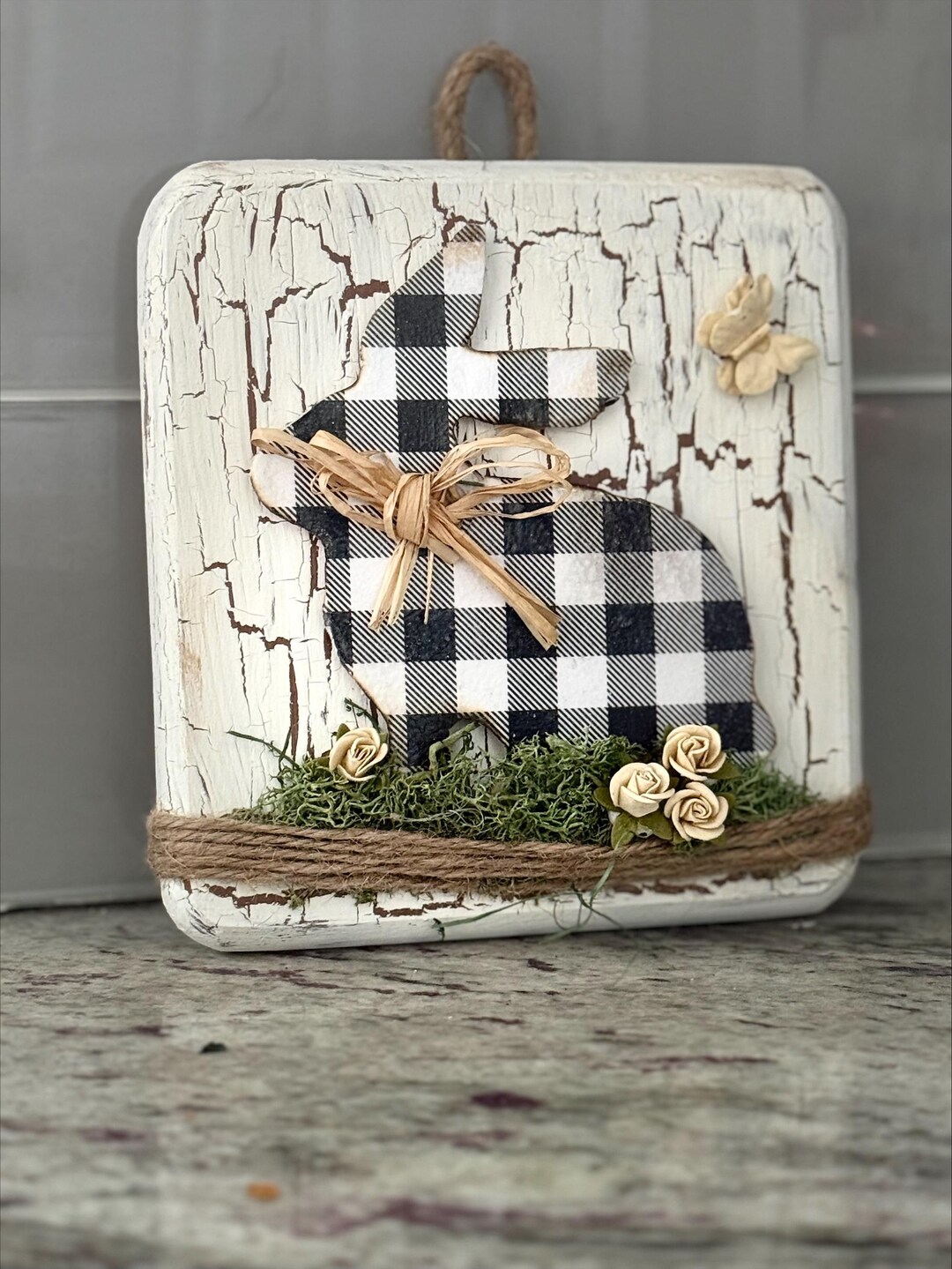 Rustic Farmhouse Bunny Décor – Repurposed Wood With Crackle Finish - Etsy