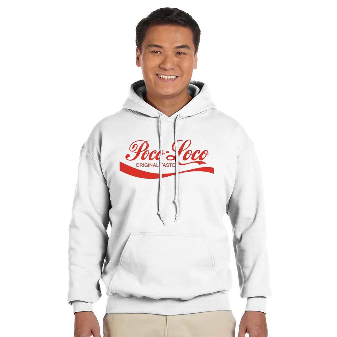 Poco-loco Coca-cola Style Hoodie, Retro Logo, White Unisex – Funny ...