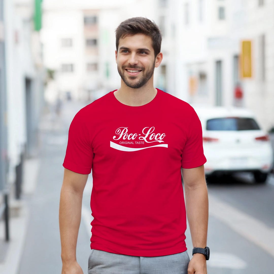 Coca-cola Style Poco-loco Shirt, Retro Logo T-shirt – Red/white, Unisex ...