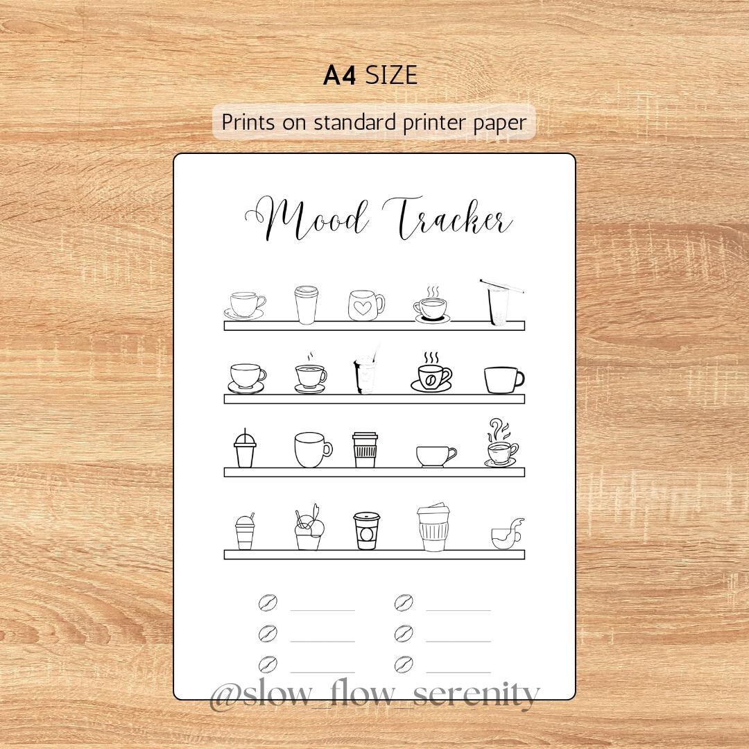 Coffee Mug Mood Tracker Printable A4 Planner Page Daily Mood Tracker ...