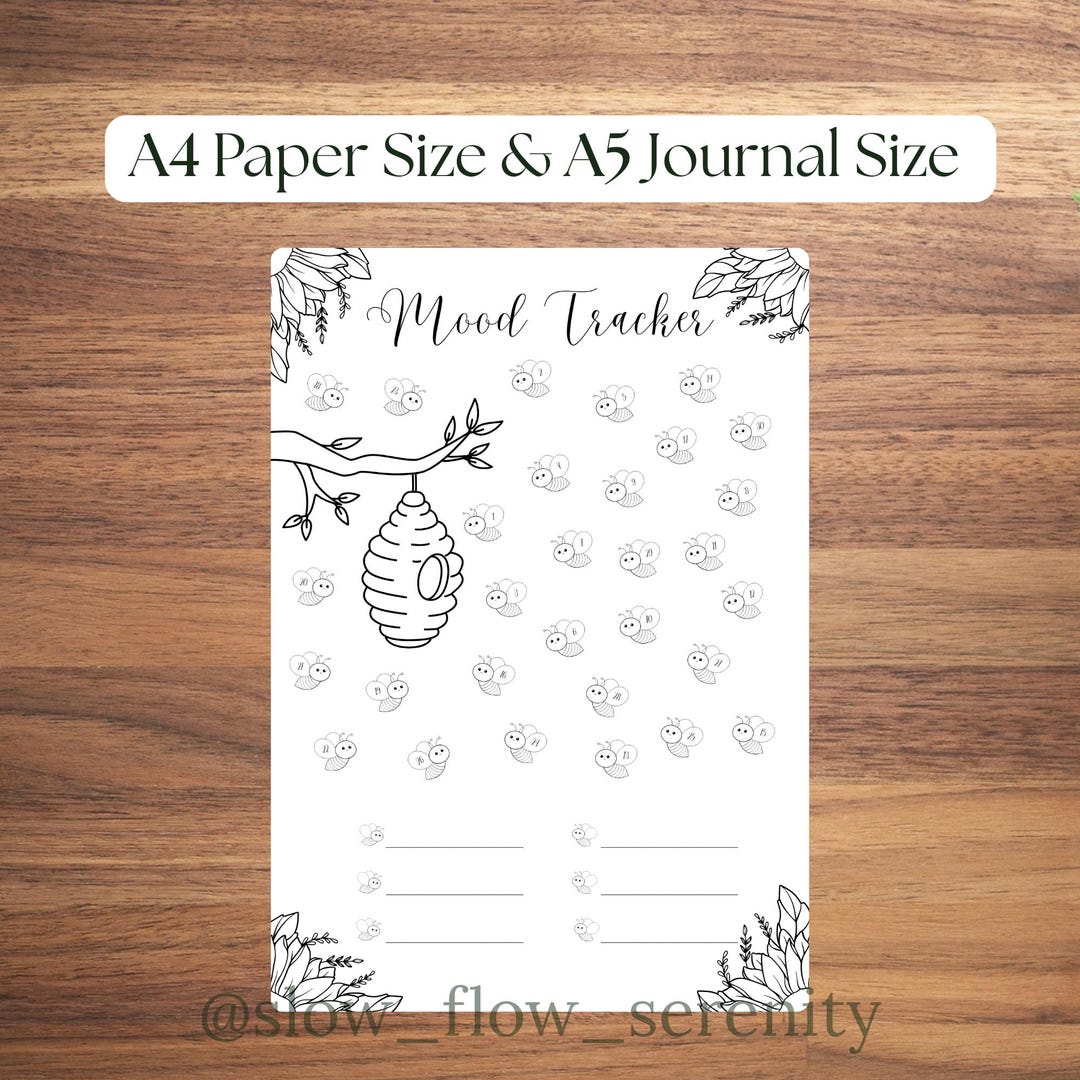 Beehive Mood Tracker - Printable A4 and A5 Size - Daily Mood Tracker - Track Your Mood - Mindful ...