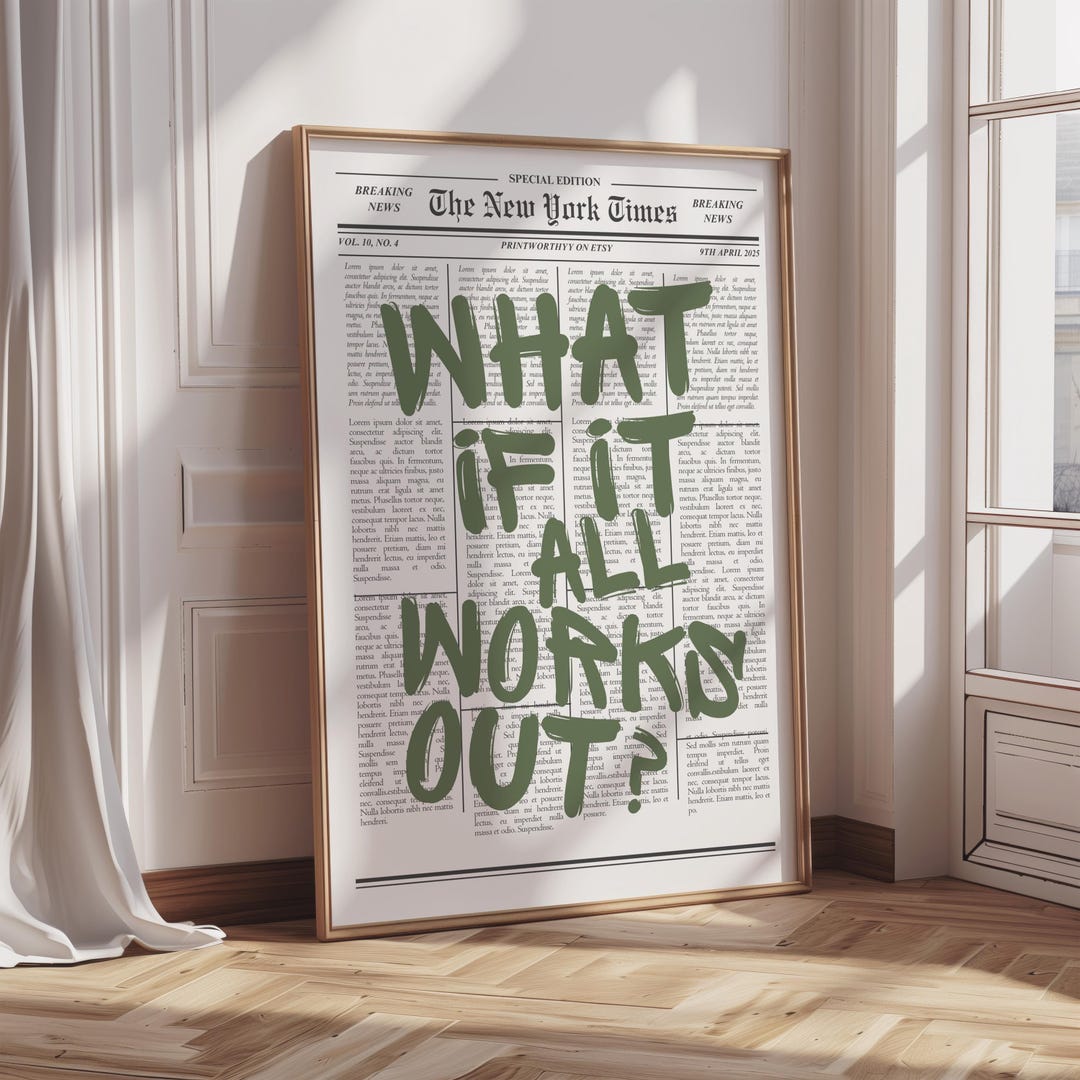 What If It All Works Out Poster, Retro Newspaper Wall Art, Typography ...